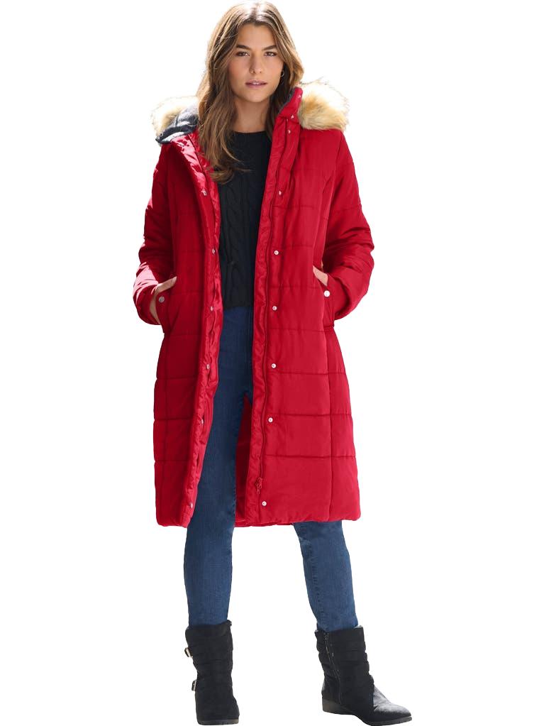ROAMAN'S Roaman's Quilted Puffer Coat with Detachable Faux Fur Hood